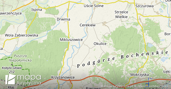 Podgórze Bocheńskie - mapa szlaków turystycznych | mapa-turystyczna.pl