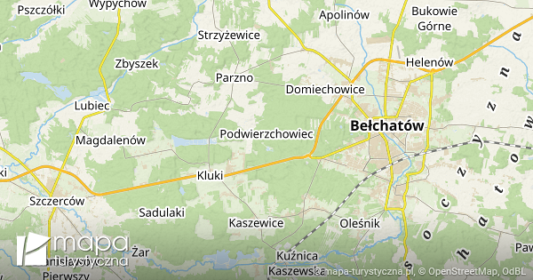 Wysoczyzna Bełchatowska - mapa szlaków turystycznych | mapa-turystyczna.pl