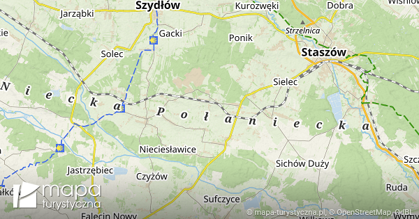 Niecka Połaniecka - mapa szlaków turystycznych | mapa-turystyczna.pl