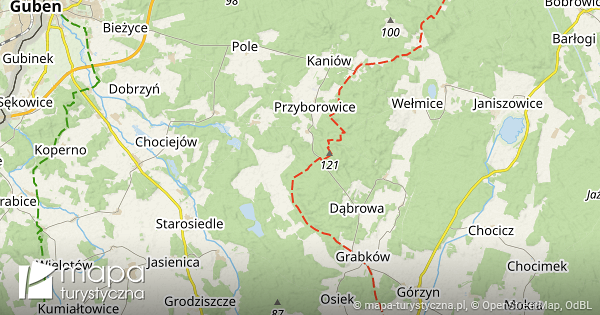 Wzniesienia Gubińskie - mapa szlaków turystycznych | mapa-turystyczna.pl