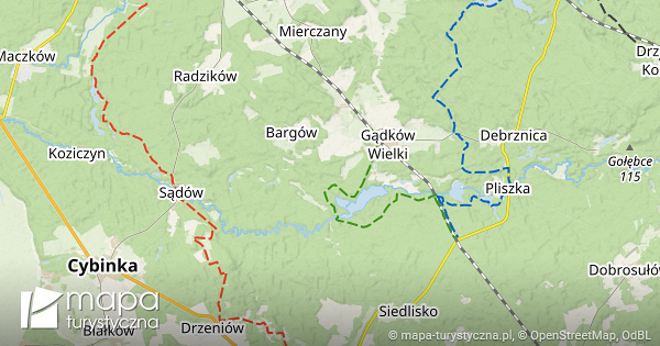 Równina Torzymska - mapa szlaków turystycznych | mapa-turystyczna.pl
