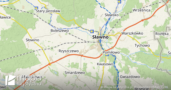 Równina Słupska - mapa szlaków turystycznych | mapa-turystyczna.pl