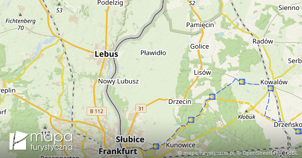 Lubuski Przełom Odry - mapa szlaków turystycznych | mapa-turystyczna.pl