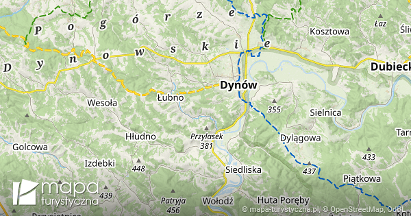 Pogórze Dynowskie - mapa szlaków turystycznych | mapa-turystyczna.pl