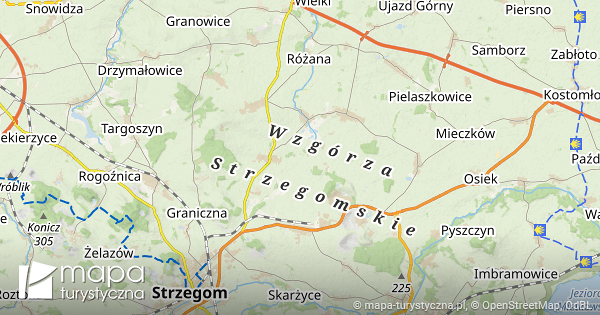 Wzgórza Strzegomskie - mapa szlaków turystycznych | mapa-turystyczna.pl