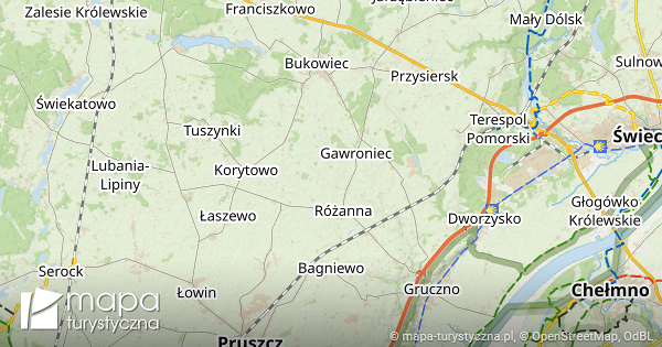 Wysoczyzna Świecka - mapa szlaków turystycznych | mapa-turystyczna.pl
