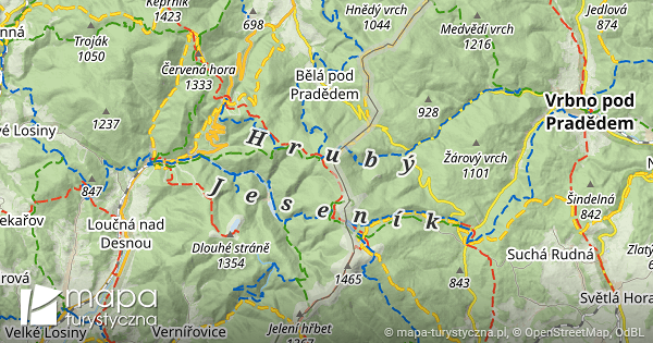 Hrubý Jeseník - mapa szlaków turystycznych | mapa-turystyczna.pl