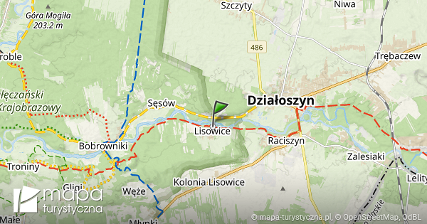 Lisowice - mapa szlaków turystycznych | mapa-turystyczna.pl