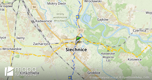 Siechnice - mapa szlaków turystycznych | mapa-turystyczna.pl