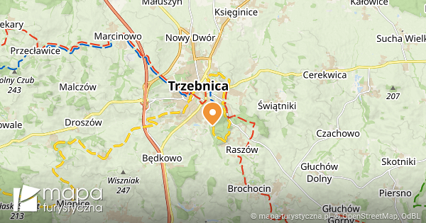 Trzebnica, ul. Leśna - mapa szlaków turystycznych | mapa-turystyczna.pl