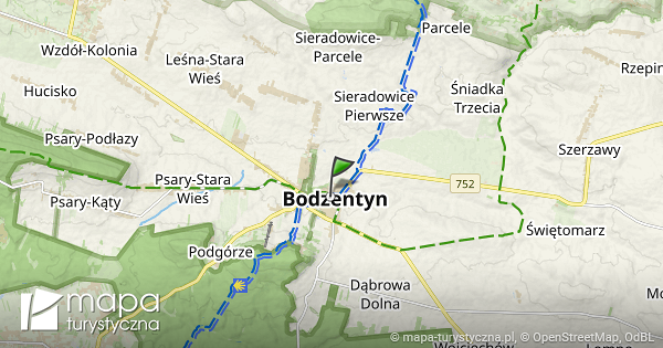 Bodzentyn - mapa szlaków turystycznych | mapa-turystyczna.pl