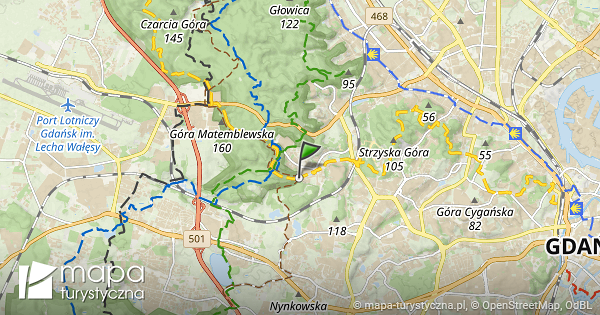 Gdańsk, Nowiny - mapa szlaków turystycznych | mapa-turystyczna.pl