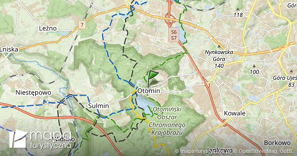 Otomin - mapa szlaków turystycznych | mapa-turystyczna.pl