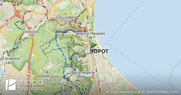 Sopot - mapa szlaków turystycznych | mapa-turystyczna.pl