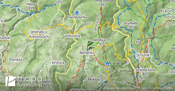 Benecko - mapa szlaków turystycznych | mapa-turystyczna.pl
