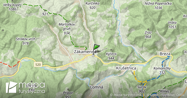 Zákamenné - mapa szlaków turystycznych | mapa-turystyczna.pl