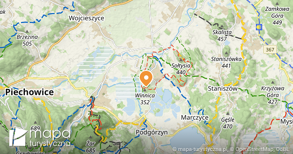 Cieplice, suchy zbiornik przeciwpowodziowy - mapa szlaków turystycznych ...