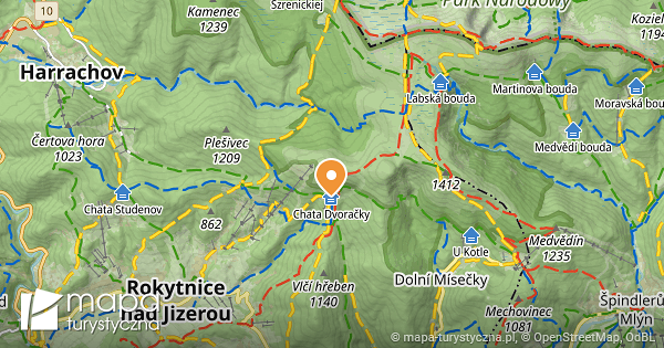Chata Dvoračky - mapa szlaków turystycznych | mapa-turystyczna.pl