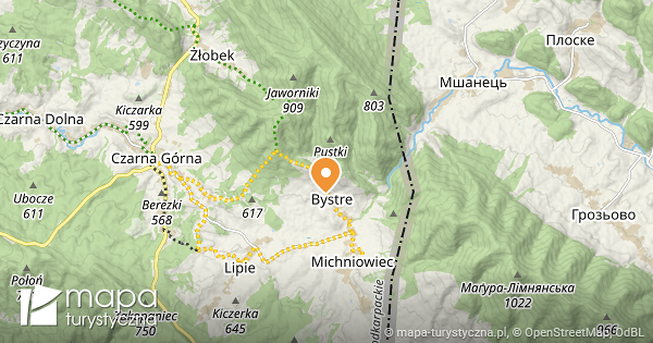 Bystre, cerkiew - mapa szlaków turystycznych | mapa-turystyczna.pl