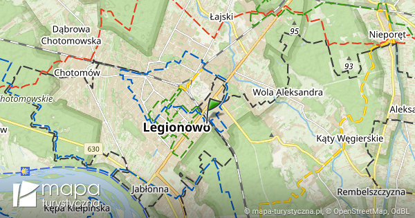Legionowo, Plac Kościuszki - mapa szlaków turystycznych | mapa ...