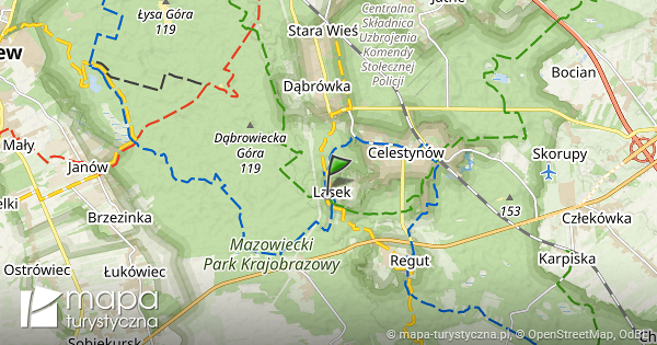 Lasek - mapa szlaków turystycznych | mapa-turystyczna.pl