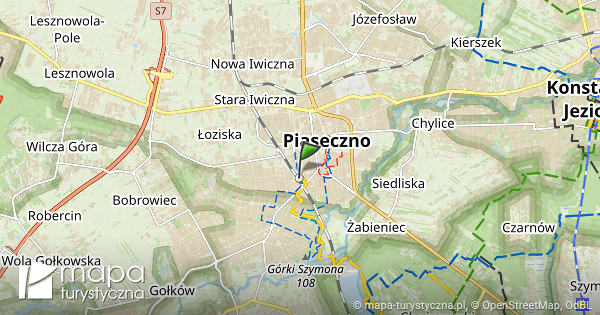 Piaseczno, dworzec kolejowy - mapa szlaków turystycznych | mapa ...