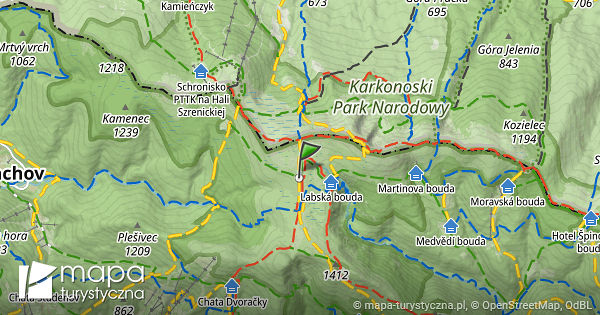 Labska louka - mapa szlaków turystycznych | mapa-turystyczna.pl