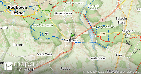 Nadarzyn - mapa szlaków turystycznych | mapa-turystyczna.pl