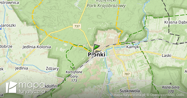 Pionki Zachodnie - mapa szlaków turystycznych | mapa-turystyczna.pl