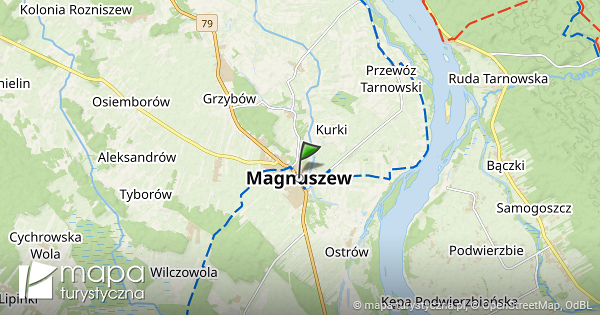 Magnuszew - mapa szlaków turystycznych | mapa-turystyczna.pl