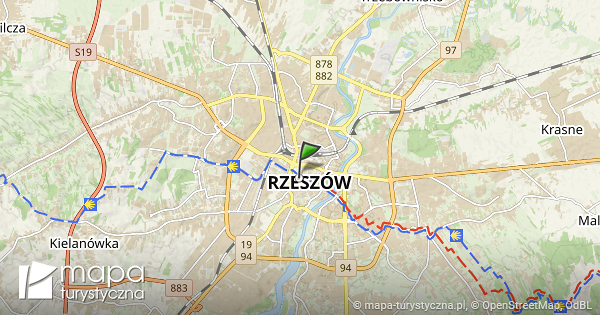 Rzeszów - mapa szlaków turystycznych | mapa-turystyczna.pl