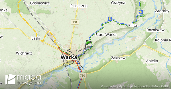 Warka ul. Parkowa - mapa szlaków turystycznych | mapa-turystyczna.pl