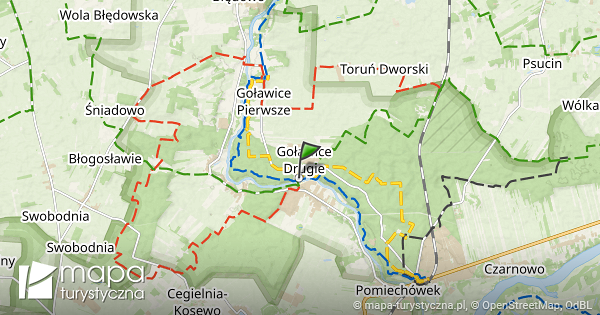 Goławice Drugie, rzeka Wkra - mapa szlaków turystycznych | mapa ...