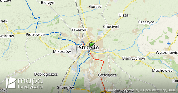 Strzelin, park Armii Krajowej - mapa szlaków turystycznych | mapa ...