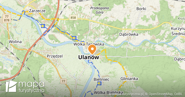 Ulanów - mapa szlaków turystycznych | mapa-turystyczna.pl