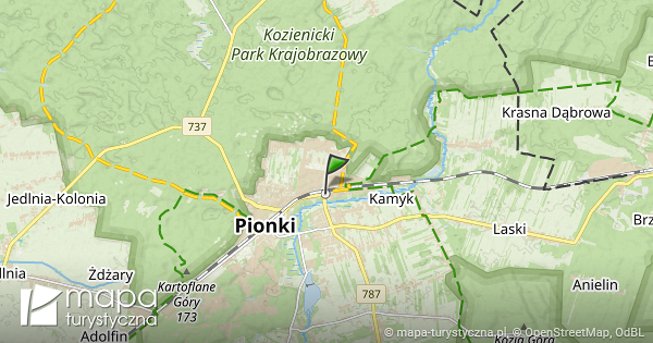 Pionki - mapa szlaków turystycznych | mapa-turystyczna.pl