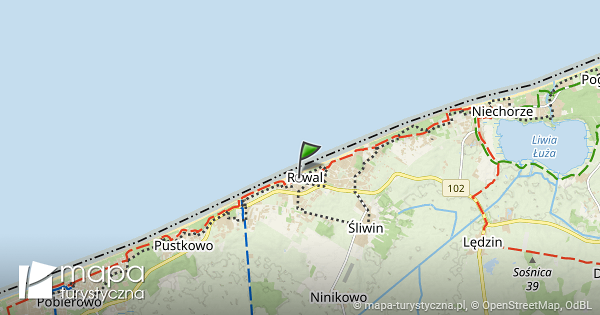 Rewal - mapa szlaków turystycznych | mapa-turystyczna.pl