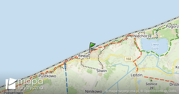 Rewal, ul. Warszawska - mapa szlaków turystycznych | mapa-turystyczna.pl