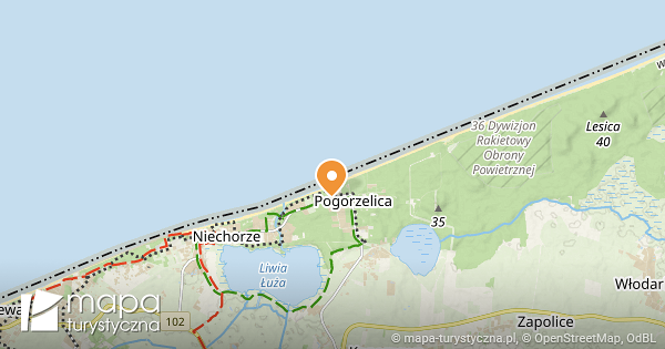 Pogorzelica - mapa szlaków turystycznych | mapa-turystyczna.pl