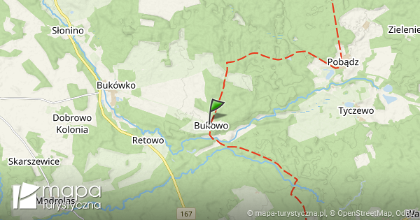 Bukowo - mapa szlaków turystycznych | mapa-turystyczna.pl
