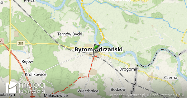 Bytom Odrzański, dworzec kolejowy - mapa szlaków turystycznych | mapa ...