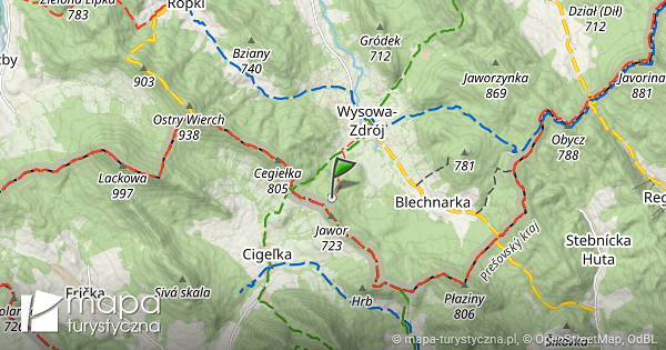 Kaplica na górze Jawor - mapa szlaków turystycznych | mapa-turystyczna.pl