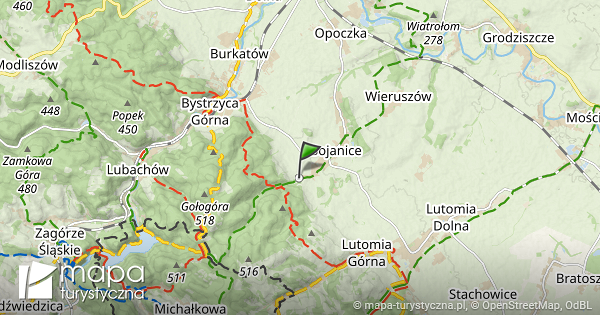 Bojanice, leśniczówka, parking - mapa szlaków turystycznych | mapa ...