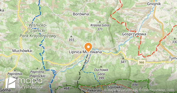 Lipnica Murowana, Przedmieście - mapa szlaków turystycznych | mapa ...