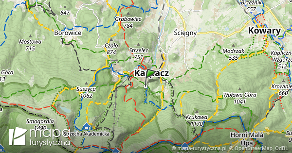 Karpacz, ul. Leśna - mapa szlaków turystycznych | mapa-turystyczna.pl