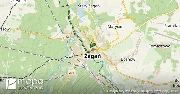 Żagań - mapa szlaków turystycznych | mapa-turystyczna.pl