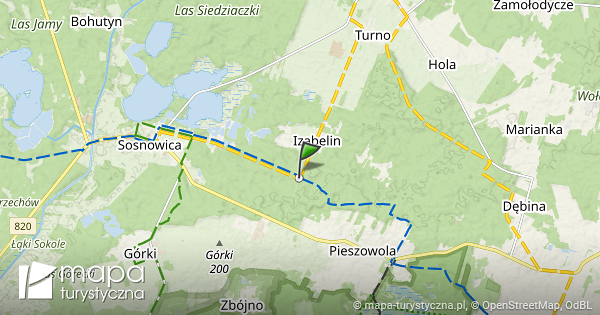 Izabelin, rozejście szlaków - mapa szlaków turystycznych | mapa ...