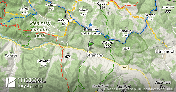 Stráňany, dolný koniec - mapa szlaków turystycznych | mapa-turystyczna.pl