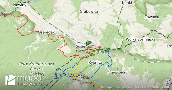 Susiec - mapa szlaków turystycznych | mapa-turystyczna.pl