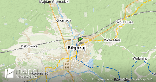 Biłgoraj - mapa szlaków turystycznych | mapa-turystyczna.pl